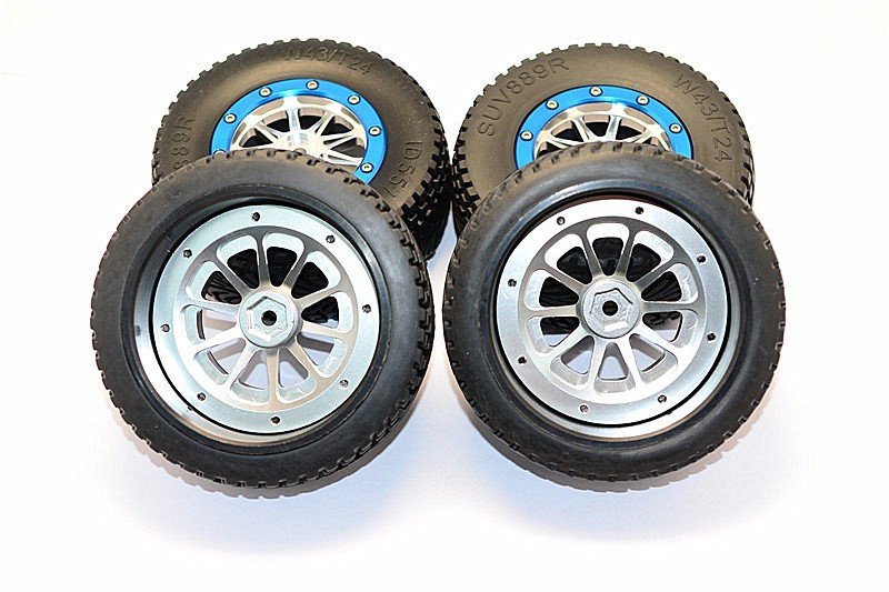 AXIAL Racing EXO Rubber Front + Rear Tires With Nylon Rims Frame & Alloy 10 Poles Beadlock Rims ...