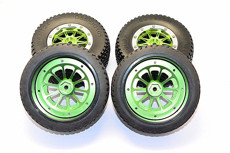 AXIAL Racing EXO Rubber Front + Rear Tires With Nylon Rims Frame & Alloy 10 Poles Beadlock Rims ...